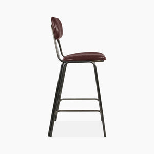 Boston Bar Stool with Backrest | Dark Red Faux Leather | Outlet – Cult ...