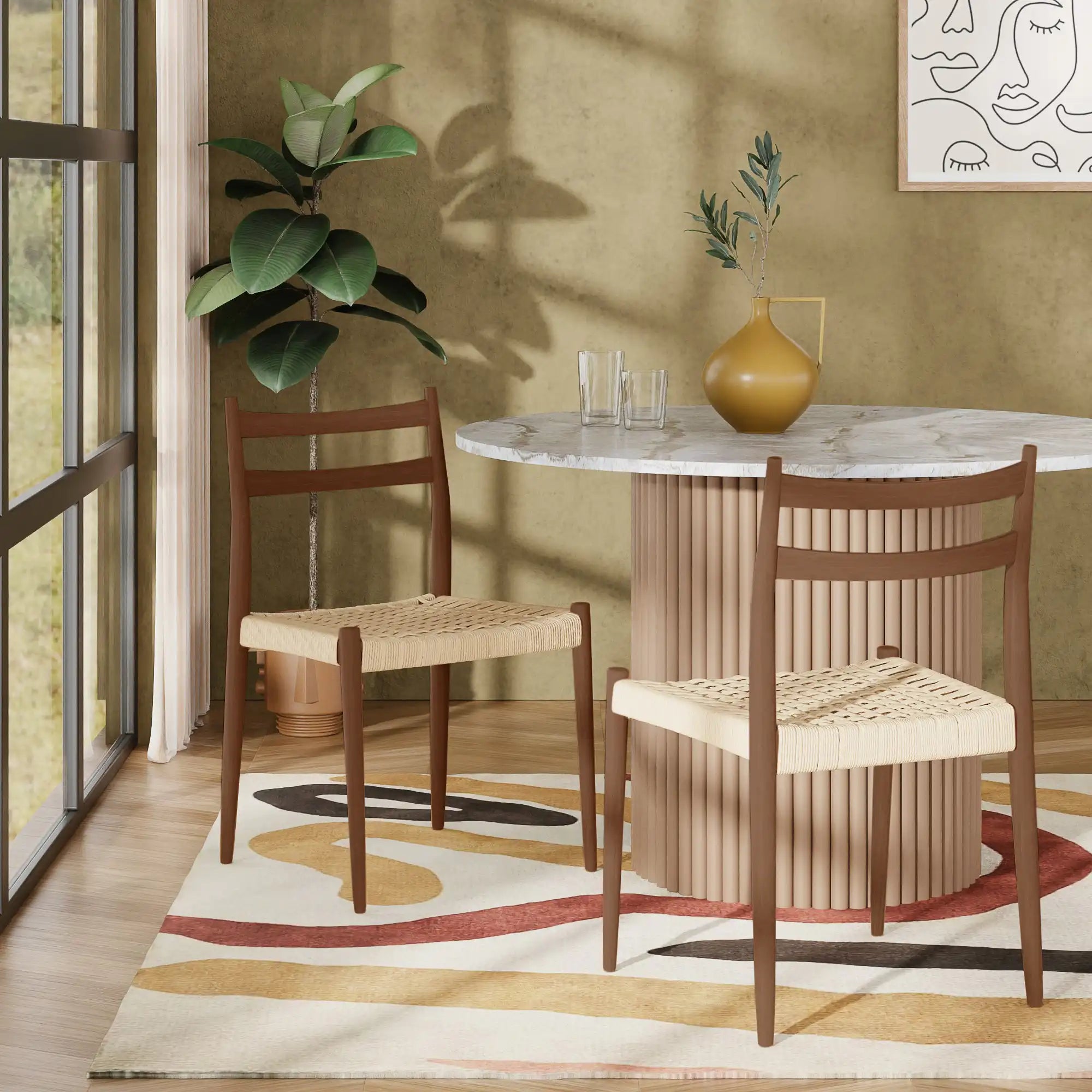 Caleb Wooden Dining Chair, Natural Weave & Walnut | Cult Furniture ...