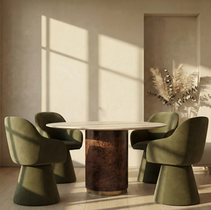 Herman Swivel Carver Dining Chair, Moss Green Sustainable Mohair Velvet ...